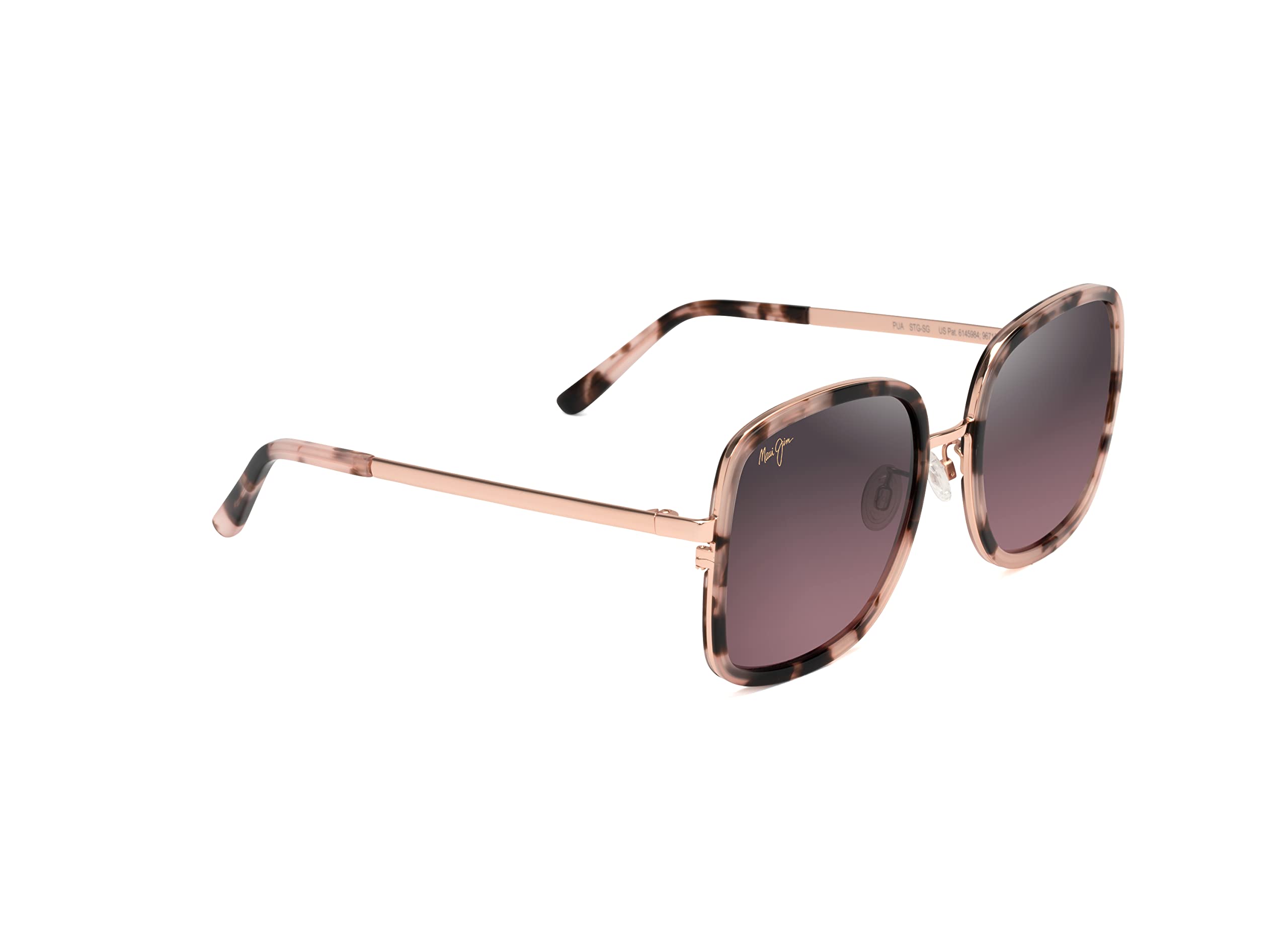 Maui Jim Men's and Women's Pua Polarized Fashion Sunglasses, Pink Tortoise w/Rose Gold/Maui Rose®, Medium