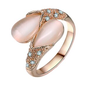 abjfje pear-shaped cat'eye stone cocktail statement ring gold plated crystal rhinestone stacking wedding band rings fashion jewelry accessories for women gift (10)