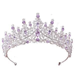 birthday party queen tiaras crowns for women lavender shiny gothic wedding anniversary headbands,4