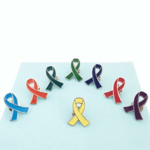 Blue Ribbon Pin 20 Pcs Colon Cancer Prostate Cancer Awareness Pin Blue Brooch Enamel Lapel Pins