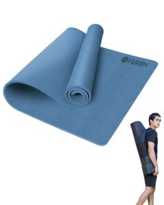 yr yoga mat non slip exercise mat large 76"x35" 10mm extra thick workout mats for women men, eco tpe yoga mats with bag - blue