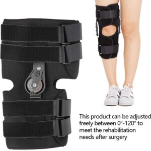 ROM Knee Brace Hinged Knee Brace Aluminium Adjustable Hinged Knee Joint Immobilizer Patella Knee Fixing Pad Sleeve Knee Splint Ligament Sport Injury Arthritis Pain Relief Adjustable Knee Immobilizer