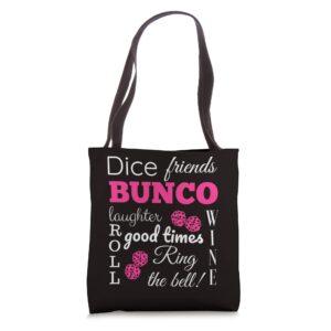 bunco dice good times tote bag