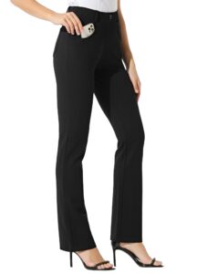 willit 31" women's yoga dress pants bootcut work slacks stretch office with belt loops 4 pockets black xl