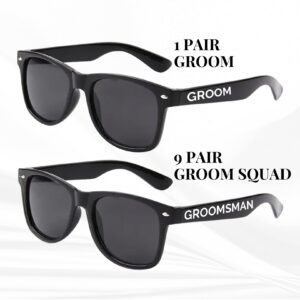 There Forever Studio Set of 10 Groom Squad Sunglasses for the Groomsmen. Groom, Best Man, Groomsman Wedding or Bachelor Party Gifts