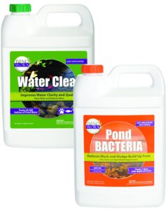 pondworx pond bacteria and water clear- formulated for large ponds, water features and safe for koi, improves water quality- gallon