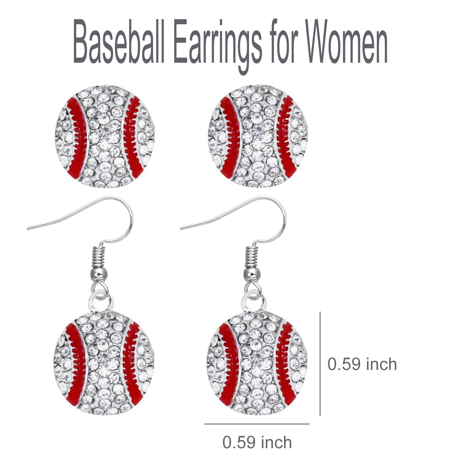 Baseball Earrings for Women Baseball Stud Earrings for Mom Rhinestone Baseball Jewelry Gifts