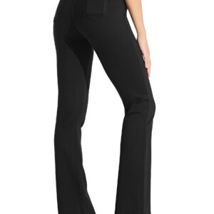 Willit 31" Women's Yoga Dress Pants Bootcut Work Slacks Stretch Office with Belt Loops 4 Pockets Black XL