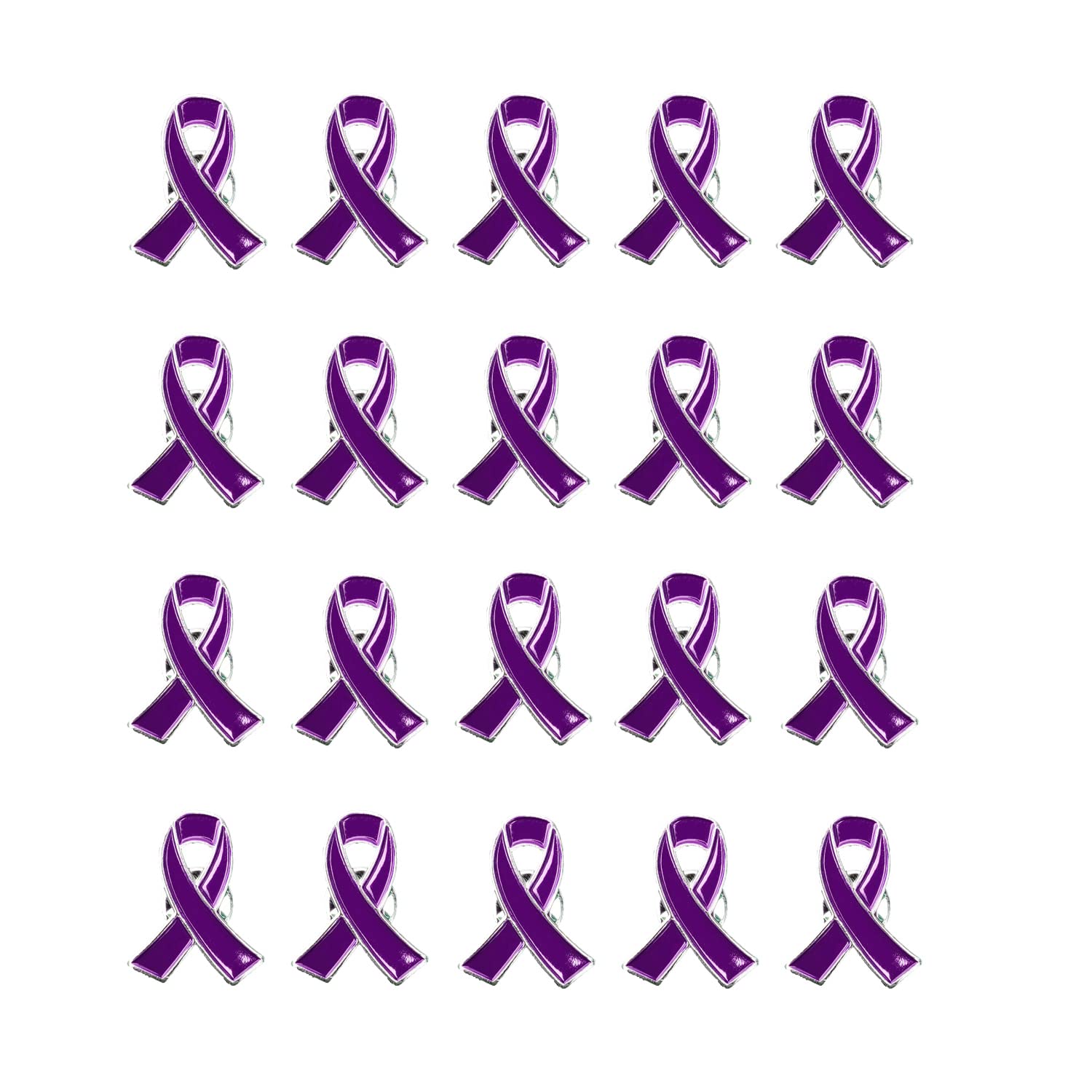 Purple Ribbon Awareness Pin 20 Pcs Domestic Violence Epilepsy Awareness Brooch Enamel Lapel Pins Hope Pins