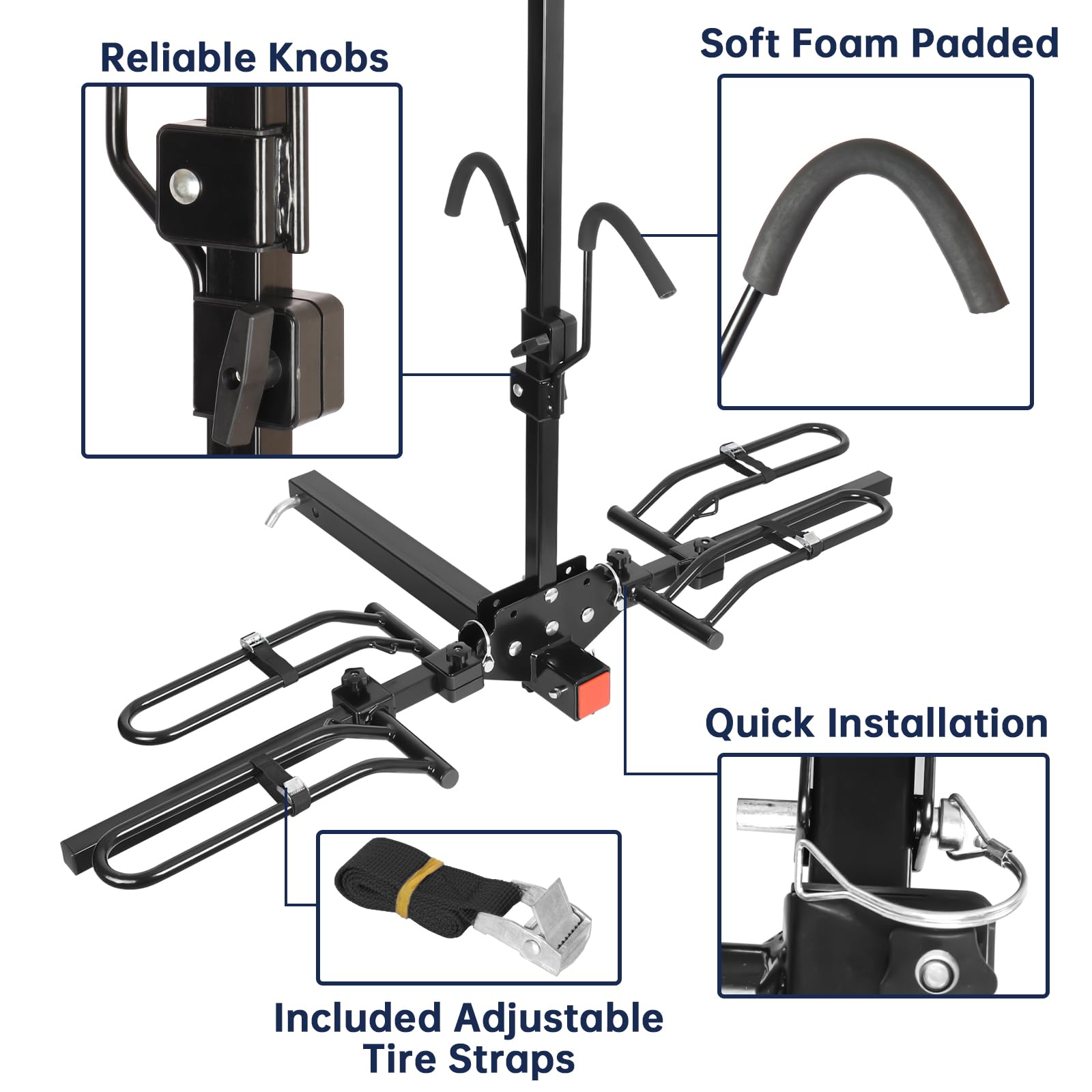 HIGHRAZON Hitch Mounted Bike Rack, 2 Bike 160 lbs Capacity, Foldable Bicycle Rack, 2" Platform Bike Rack for Cars Trucks SUVs Minivans