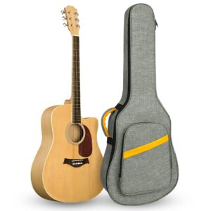 letsrock 40 41 inch acoustic guitar case, guitar case with 0.5 inch thick padding&neck strap fit acoustic classical guitars waterproof guitar gig bag gray