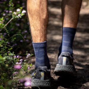 Le Bent Ultra Light Mini Trail Merino Wool Sock for Trail Running, Road Running, and Hiking - Black Iris - Medium