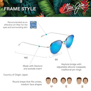 Maui Jim Men's and Women's Island Eyes Polarized Classic Sunglasses, Matte Silver/Blue Hawaii, Medium