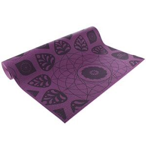 capelli sport yoga mat non slip, all purpose pvc fitness and workout mat with floral design, berry, 4 mm