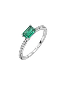 michooyel s925 4x6mm lab-created emerald engagement ring sterling silver ring cubic zirconia fine jewelry for women