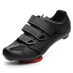 unisex cycling shoes peloton compatible - mens spin shoes with look delta cleats - indoor road bike shoes spd clips - black size 4