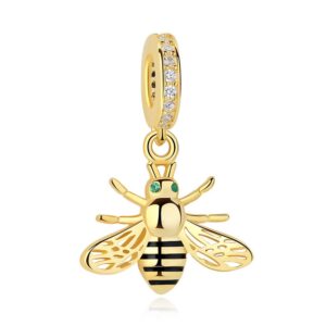 chtlor bee animal charm beads gold bee charm 925 sterling silver beads fit for european charm bracelet