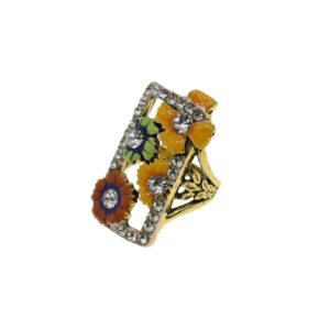 hsqyj retro color crystal pear ring elegant vintage rhinestone flower cocktail statement rings uniquely stylish fashion creative engagement jewelry for women