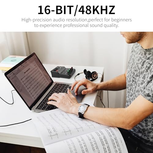 XTUGA USB Audio Interface for PC,Interface for Recording Music Computer Recording Audio Interface XLR with 3.55m Microphone Jack, USB Sound Card for Recording Studio, Ultra-low Latency Plug&Play, Q-12