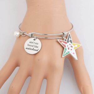 Gzrlyf OES Bracelet for Women Ain’t no Hood Like Sisterhood Jewelry Order Of The Eastern Star Gifts OES Sorority Sisterhood Gifts(OES bracelet)