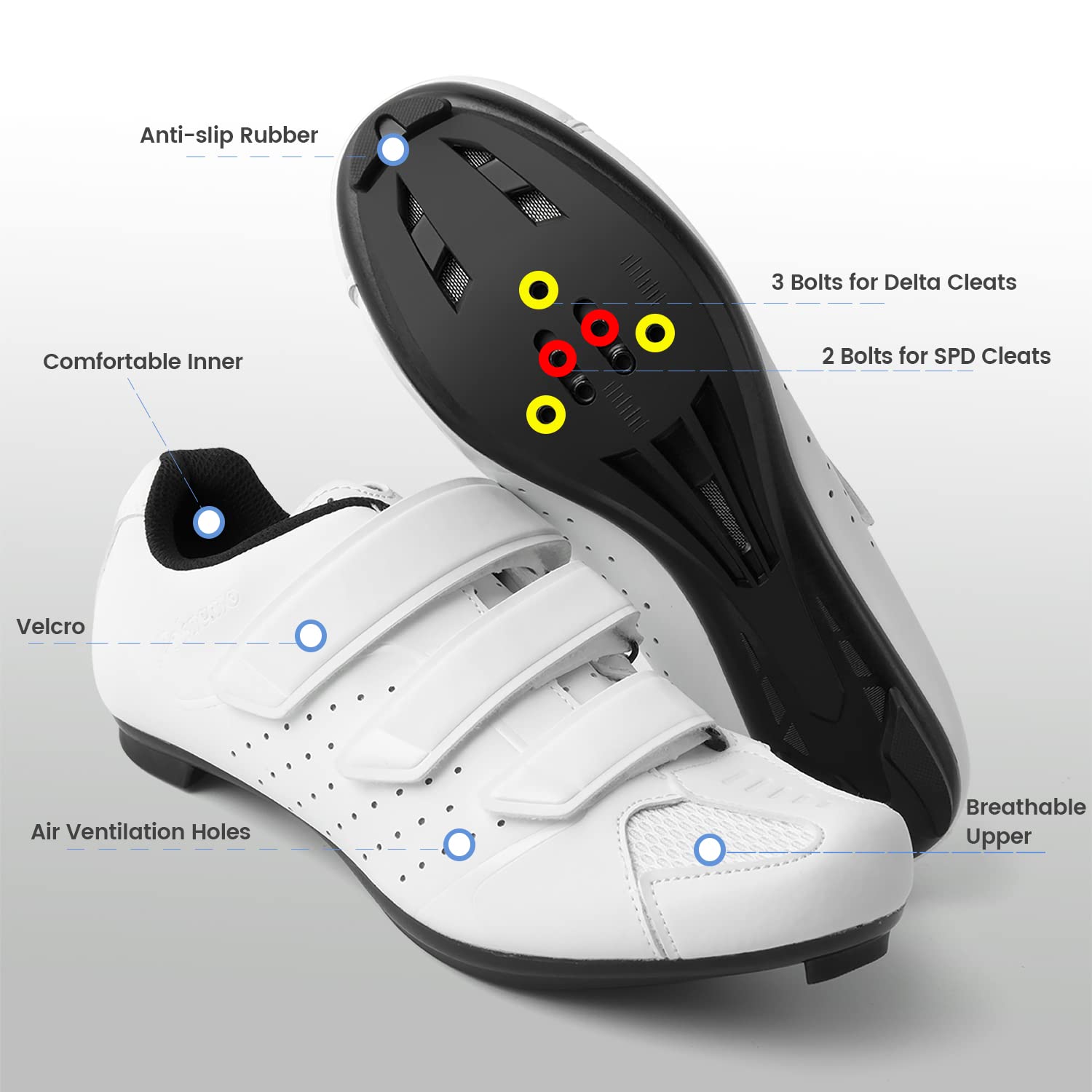 Peloton Shoes Size 15 Mens Womens - SPD and Delta Compatible Cycling Shoes - Indoor Outdoor Cycle Riding Bike Shoes with Spin Cleats - White 15