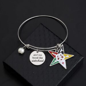 Gzrlyf OES Bracelet for Women Ain’t no Hood Like Sisterhood Jewelry Order Of The Eastern Star Gifts OES Sorority Sisterhood Gifts(OES bracelet)