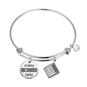 gzrlyf bingo bracelets for women crazy bingo lady jewelry funny bingo gifts for bingo players bingo lovers gifts(crazy bingo lady)