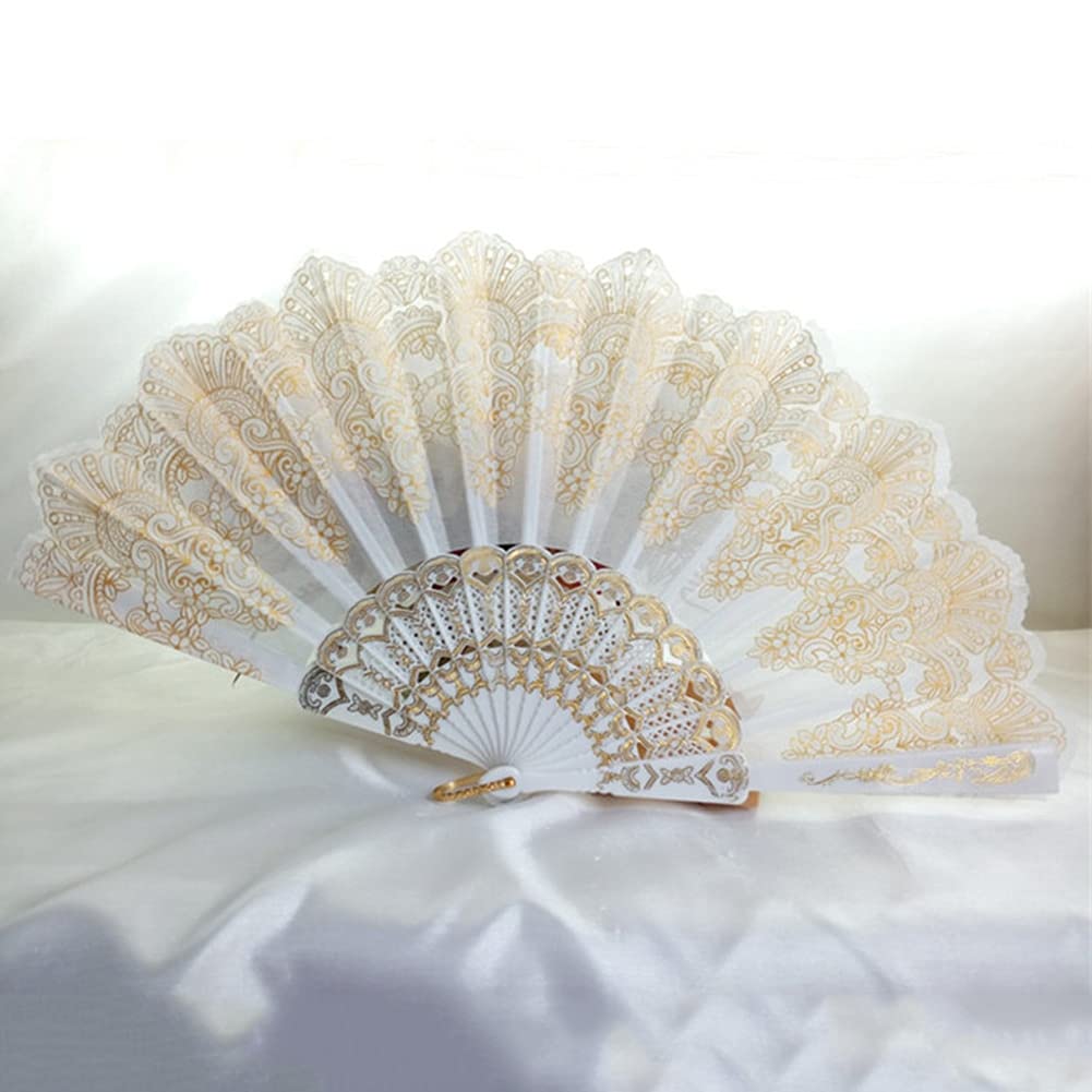 Handmade Folding Fan Spanish Style Dance Party Fan Wedding Silk Lace Fan Folding Held Flower Fan Lady Wedding Folding Hand Fan Handheld Fan (Color : Red)