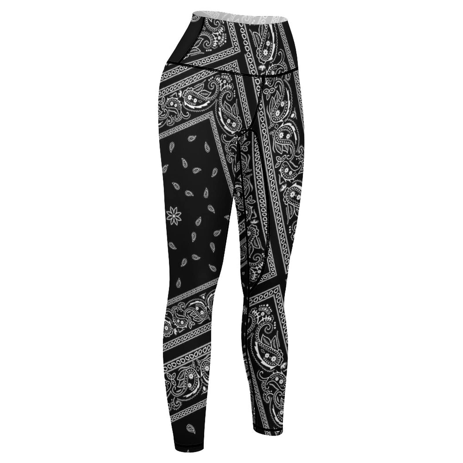 Wxkllsom Black Bandanas Leggings for Women High Waisted Butt Lifting Yoga Pants