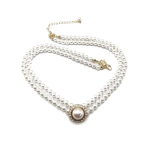 layered bohemian imitation pearl rhinestone beaded chain choker necklace vintage adjustable clavicle collar chain necklace for women birthday party costumejewelry gift-b gold