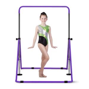 hyd-parts gymnastics bar kids, junior training bar, height adjustable horizontal bars, folding gymnastics bars monkey bars for kids (violet)