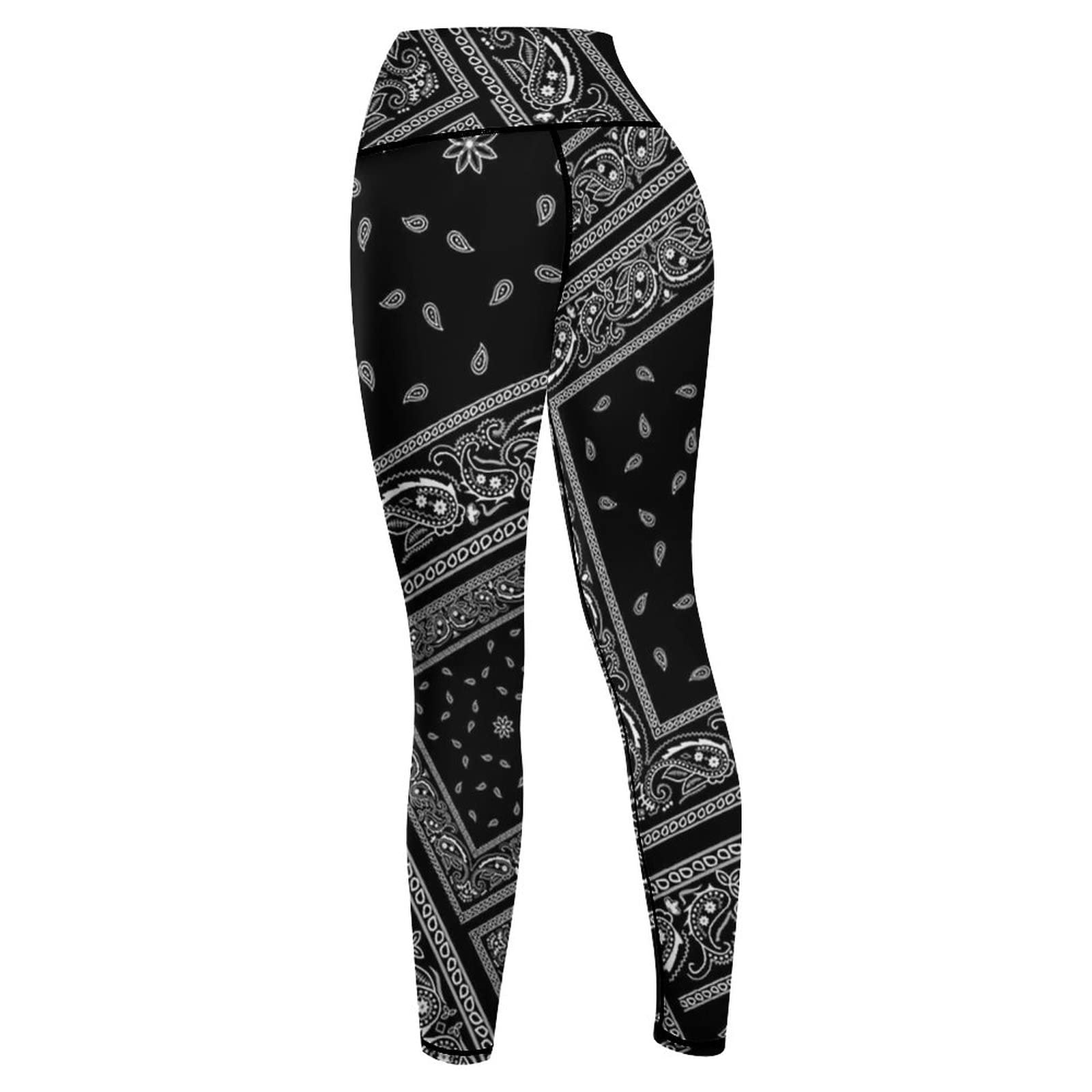 Wxkllsom Black Bandanas Leggings for Women High Waisted Butt Lifting Yoga Pants