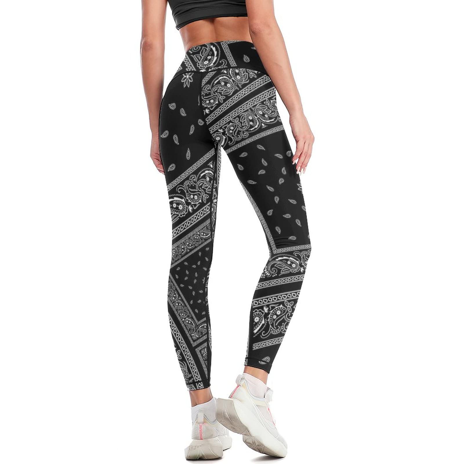 Wxkllsom Black Bandanas Leggings for Women High Waisted Butt Lifting Yoga Pants