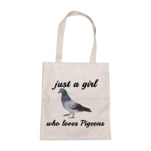 mbmso pigeon tote bag just a girl who loves pigeons gifts for women pigeon lover gift shoulder shopping bag bird owner gifts (pigeons tote bag)