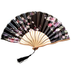 handmade folding fan chinese style fan dance wedding party lace silk folding hand held flower fan women photo prop tool art craf handheld fan (color : i)