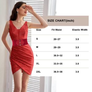 GRACE KARIN Women's Wide Stretchy Cincher Belt Fashion PU Leather Snap Button Wide Belts for Women Dresses Waist L