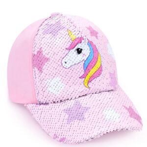 wawsam kids baseball hat unicorn baseball cap for toddler trucker hat for girls ages 4-8 adjustable snapback cap pink