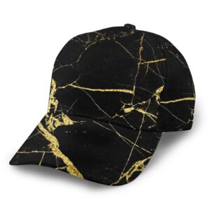 classic polo style baseball cap chic black and gold marble texture adjustable fits men women low profile hat unconstructed dad hat