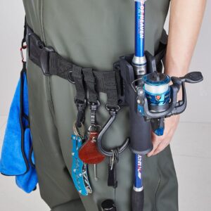 Adjustable Fishing Wading Belt with Rod Holder, Fit Waist up to 55"