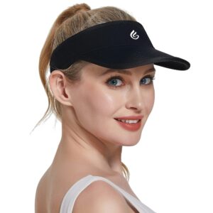 gisdanchz sun visor hats for women, golf running tennis visors for women and men, mens womens sun visor for workout gym all sports, lightweight sporty performance sun visors for women, black/white, m