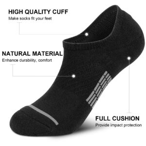 PAPLUS No Show Socks Men 6 Pairs, Non Slip Cushioned Low Cut Ankle Sock with Arch Support, Size 10-13