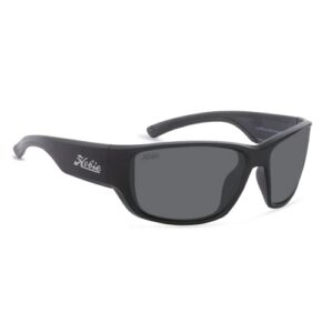 hobie bluefin polarized rectangular sunglasses, satin black frame/grey lens, osfa