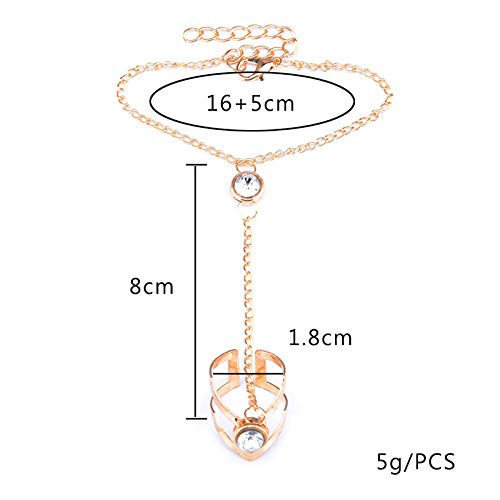 INENIMARTJ Bracelet Ring Hand Chain Boho Tassel Crystal Slave Bracelets for Women Hand Harness Finger Rings Adjustable Pop Celebrity Hand Accessories Chain Ring Jewelry (C)