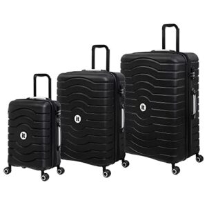 it luggage intervolve 3 piece hardside 8 wheel expandable spinner, black, 3 pc set