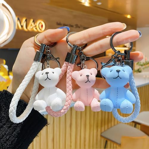 Yaihsuy Bear Resin Keychain Bear Key Ring Bag Charm for Car Keys, Backpack Accessories,Decoration Gift for Women Girls