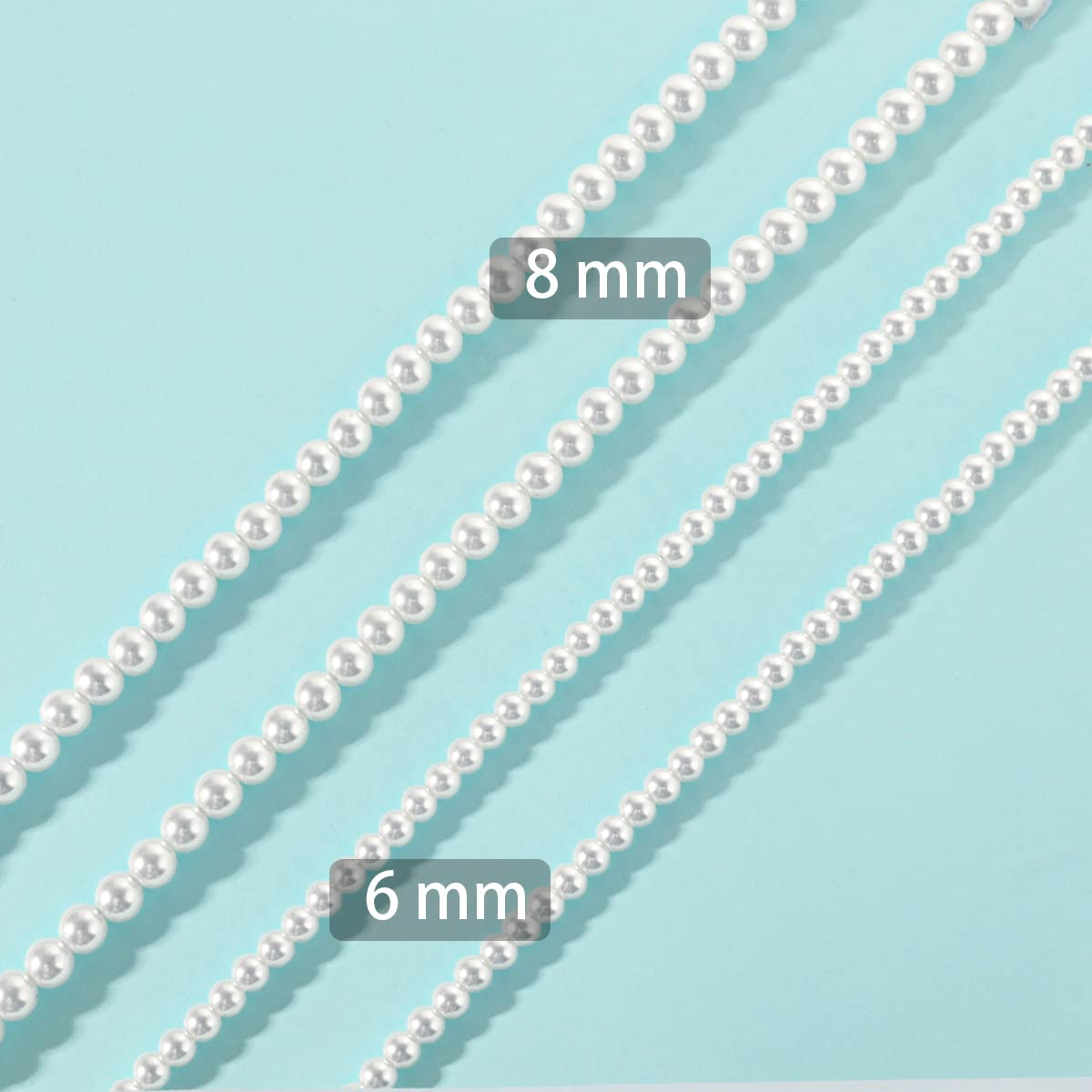 Pearl Necklace for Men Round White Pearl Necklace for Women Mens Pearl Necklace Pearl Necklace Choker Jewelry Gift for Women (16inch(6mm), white)