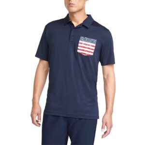 puma golf men's volition paisley pocket polo, navy blazer-ski patrol, medium