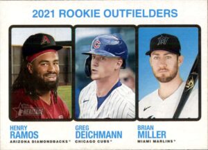 2022 topps heritage #71 henry ramos/brian miller/greg deichmann nm-mt rc rookie arizona diamondbacks/miami marlins/chicago cubs baseball