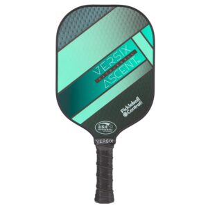 versix ascent 5c pickleball paddle, teal, graphite face, 0.5 inch polypropylene honeycomb core, balanced control, light weight