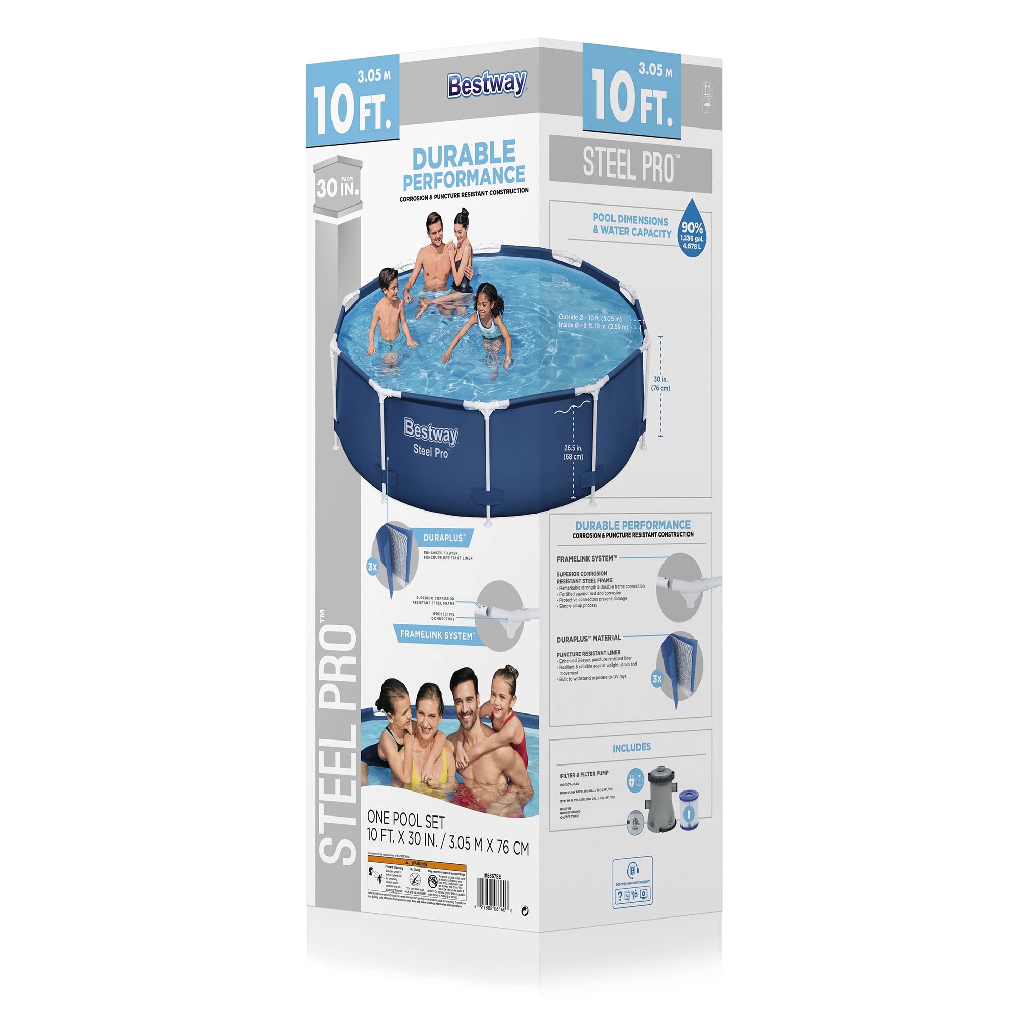 Bestway Steel Pro 10' x 30" Round Above Ground Pool Set | Includes 330gal Filter Pump